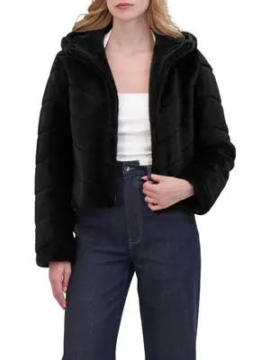 LYLA GRANT Fur-free Mink Hooded Jacket - Black