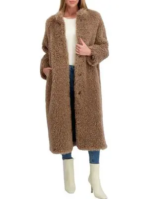 LYLA GRANT Fur-free Cashmere Goat Coat - Taupe