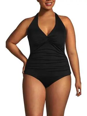 LANDS' END Twist Halter Tankini Top - Black