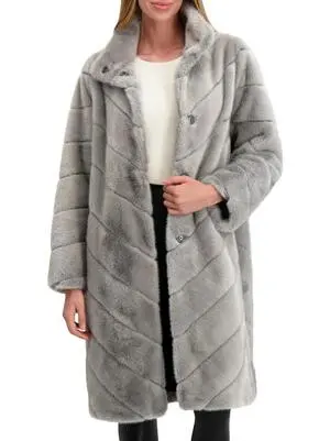 LYLA GRANT Faux Fur Mink Short Coat - Dark Gray