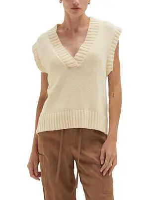 CRESCENT V-neck Sleeveless Sweater Vest - Cream