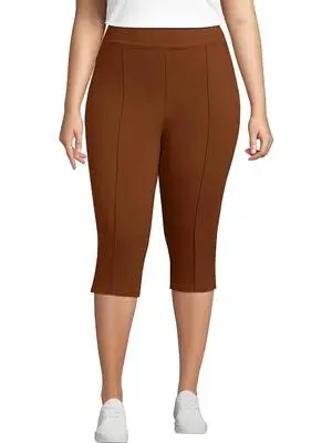 LANDS' END Starfish High Rise Pintuck Capri Pants - Rich Ginger Brown