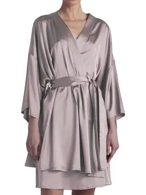 ALAS Silk 3/4 Sleeve Dressing Gown - Champagne Pink