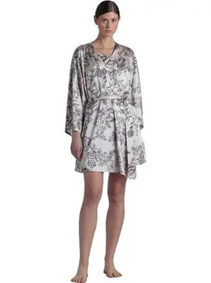 ALAS Silk 3/4 Sleeve Dressing Gown - Floral Print