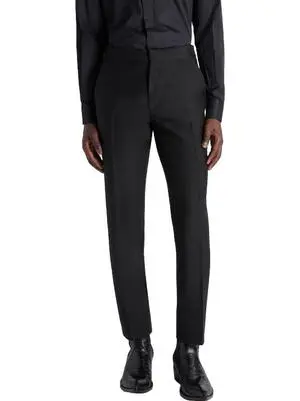 TOM FORD Flat Front Fine Wool & Silk Barathea Trousers - Naa Black