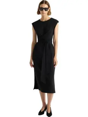 Modern Citizen Fei Tie-front Organic Cotton Midi Dress - Black