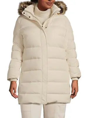 LANDS' END Down Winter Coat - Ivory Pearl