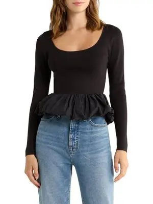 Rails Tillie Bubble Hem Rib Top - Black