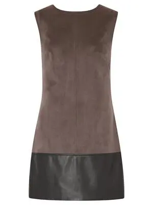 MILLY Eve Suede And Leather Mini Dress - Charcoal/black