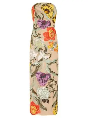 MILLY Shiloh Embroidered Midi Dress - Multicolor