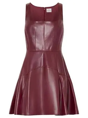 MILLY Vegan Leather Mini Dress - Deep Burgundy