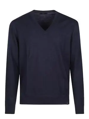 FAY V-neck Virgin Wool Sweater - Blue