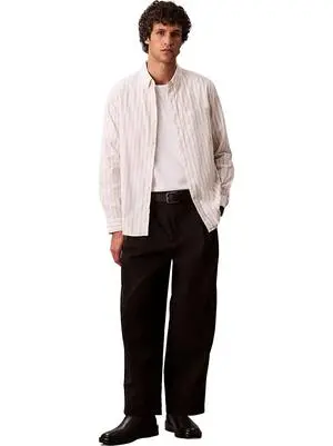 Calvin Klein Stripe Oxford Classic Button-down Shirt - Tofu