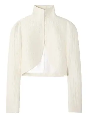 Alaïa Cropped Silk-cloqué Jacket - Ivory