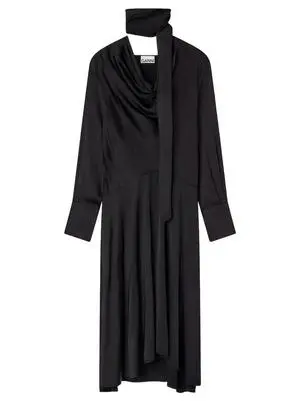 GANNI Cowl-neck Scarf Midi Dress - Black