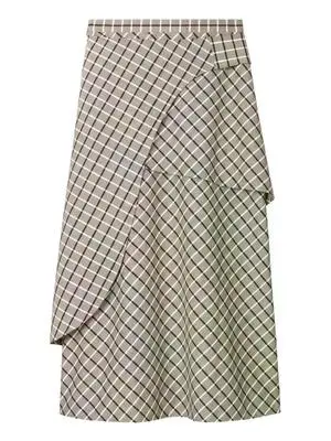 Tory Burch Windowpane Wrap Skirt - Grey