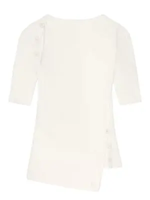 COURREGES Ribbed-knit Top With Cut-out And Embroidered Logo - White