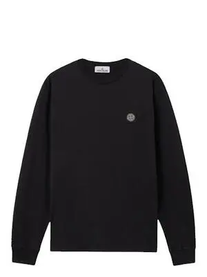 Stone Island 2100028 60/2 Cotton Jersey Slim Fit Long Sleeve T-shirt - Black