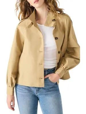 Steve Madden Kaylee Cotton Blend Crop Trench Coat - Khaki