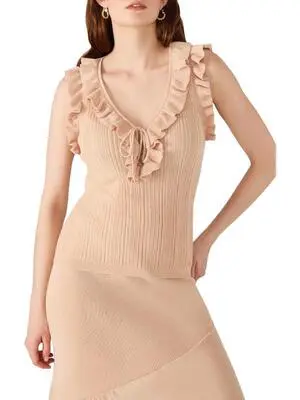 Steve Madden Nataly Ruffle Neck Sleeveless Sweater Ivory