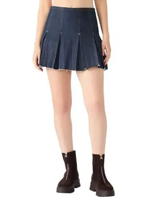 Steve Madden Joan Pleated Denim Mini Skirt - Deep Indigo