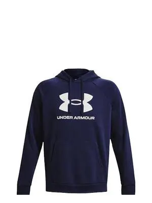 Under Armour Ua Rival Fleece Logo Hoodie - Midnight Navy Blue/white