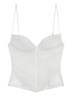 Blumarine Ruched-panel Corset Top - White