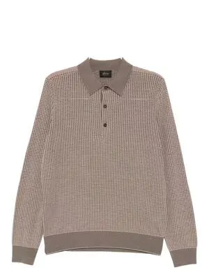 Brioni Waffle-knit Polo Shirt - Brown