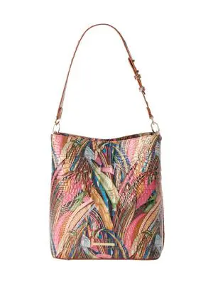 Brahmin Celina Croc Embossed Leather Bucket Bag - Sunleaf