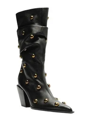 Schutz Tulsa Stud Pointed Toe Boot Black