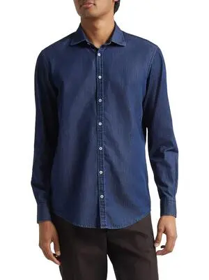Massimo Alba Canary Classic Fit Cotton Denim Button-up Shirt - Blue