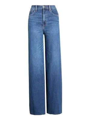 DAZE High Waist Raw Hem Wide Leg Jeans Waterfall