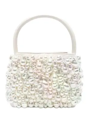 Cult Gaia Solene Pearl-Embellished Top Handle Bag White