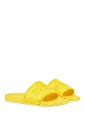 Mcm Big Logo Rubber Slides - Yellow
