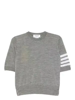 Thom Browne Rwb-stripe Knitted T-shirt - Grey