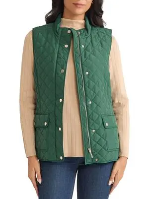 Jones New York Quilted Vest - Forest Green