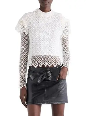 Isabel Marant Ludivine Crochet Cotton Top - Ecru