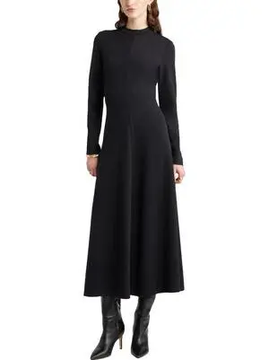 Nordstrom Mock Neck Long Sleeve Maxi Dress - Black