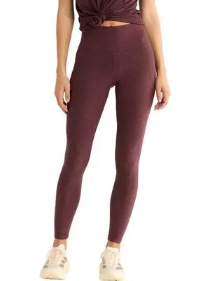 Zella Renew High Waist Pocket Leggings - Burgundy Fudge Melange