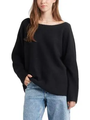 Bp. Lofty Boat Neck Oversized Sweater Black