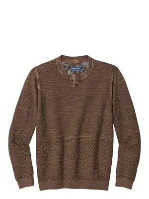 Tommy Bahama Saltwater Tide Abaco Cotton Split Neck Sweater - Chocolate Brown
