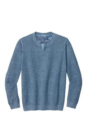 Tommy Bahama Saltwater Tide Abaco Cotton Split Neck Sweater - Dark Azzurro