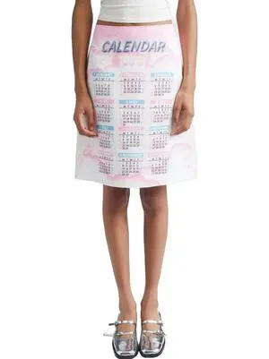 Sandy Liang Ina Planner Print A-line Skirt - Pink Multi