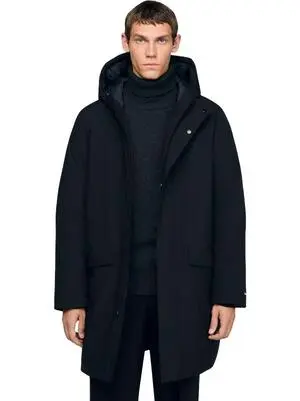 Sandro Zip-up Hooded Parka - Black