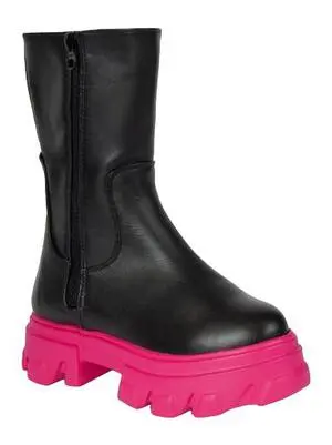 URBNKICKS Leather Double Zipper Boots - Black