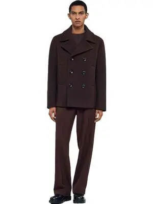 Sandro Double-breasted Wool Pea Coat - Chocolate