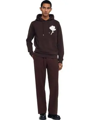 Sandro Hooded Flower Patch Sweatshirt - Chocolate