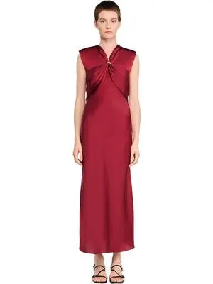 Sandro V-neck Maxi Dress - Bordeaux