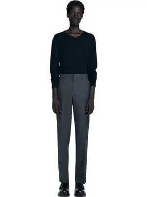 Sandro Virgin Wool Suit Trousers - Heather Charcoal