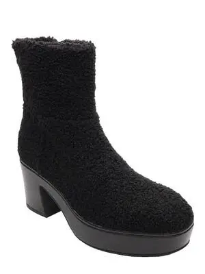 Sanctuary Faux Shearling Platform Bootie Black
